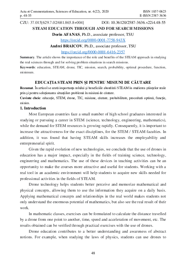 (PDF) Educația STEAM prin și pentru misiuni de căutare