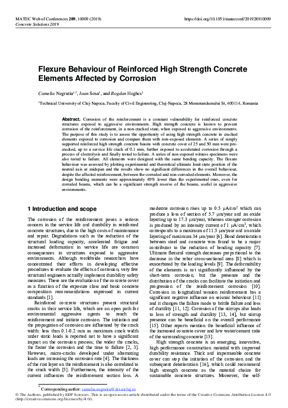 Pdf Flexure Behaviour Of Reinforced High Strength Concrete Elements Affected By Corrosion