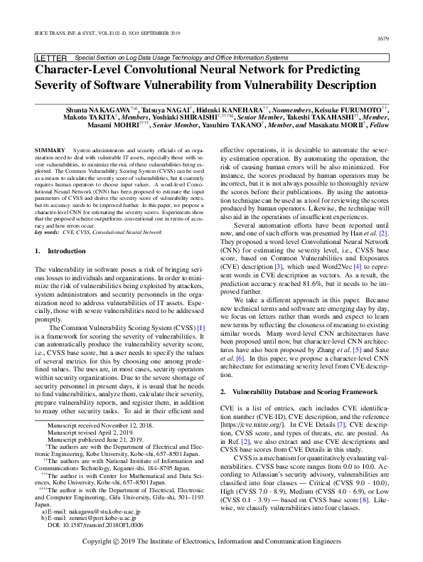 Pdf Character Level Convolutional Neural Network For Predicting Severity Of Software