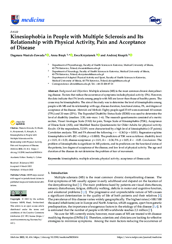 (PDF) Kinesiophobia in People with Multiple Sclerosis and Its Relationship with Physical ...