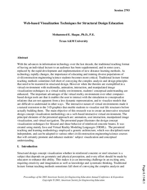 (PDF) Web Based Visualization Techniques For Structural Design Education