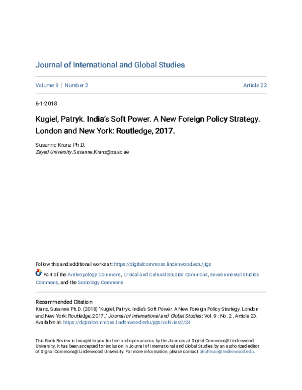 (PDF) Kugiel, Patryk. India’s Soft Power. A New Foreign Policy Strategy. London and New York ...
