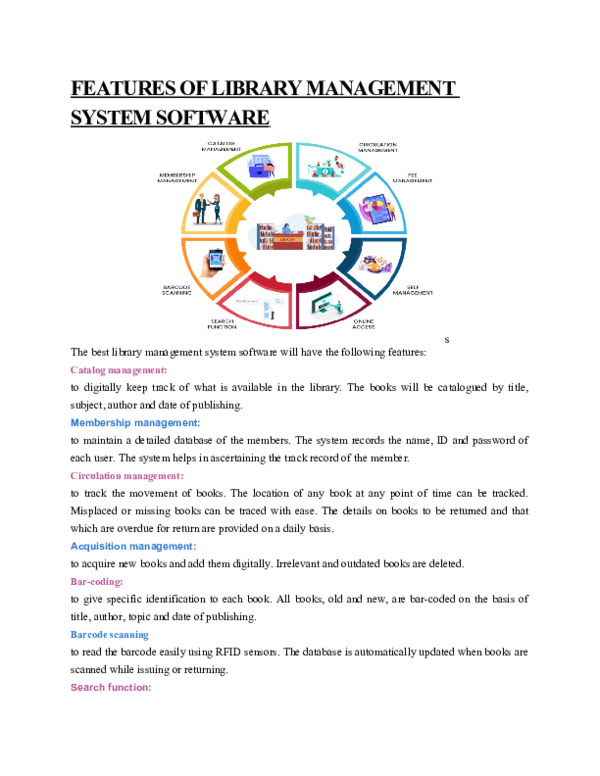 (DOC) FEATURES OF LIBRARY MANAGEMENT SYSTEM SOFTWARE