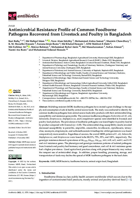 (PDF) Antimicrobial Resistance Profile of Common Foodborne Pathogens ...