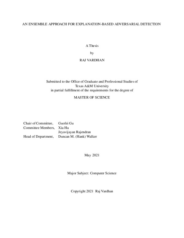 (PDF) An Ensemble Approach for Explanation-based Adversarial Detection