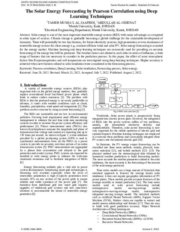 (PDF) The Solar Energy Forecasting by Pearson Correlation using Deep ...