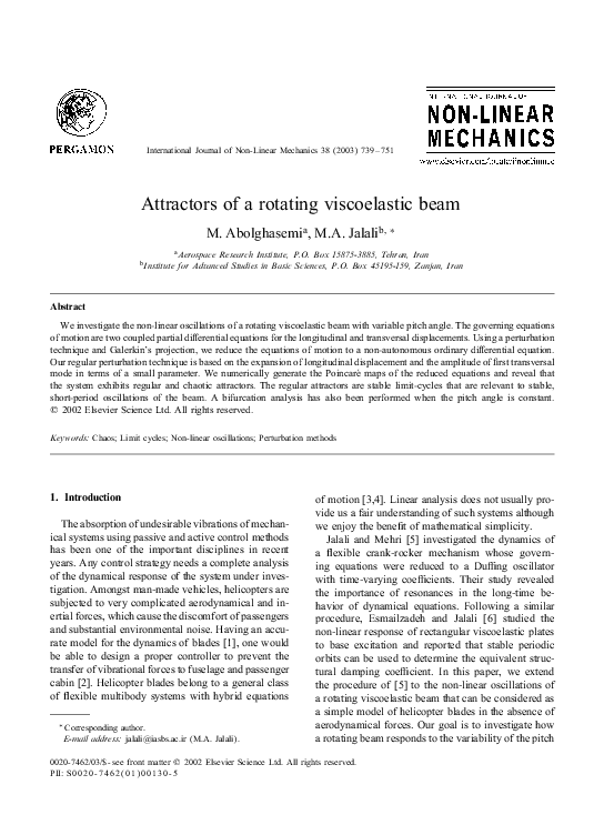 (PDF) Attractors of a rotating viscoelastic beam