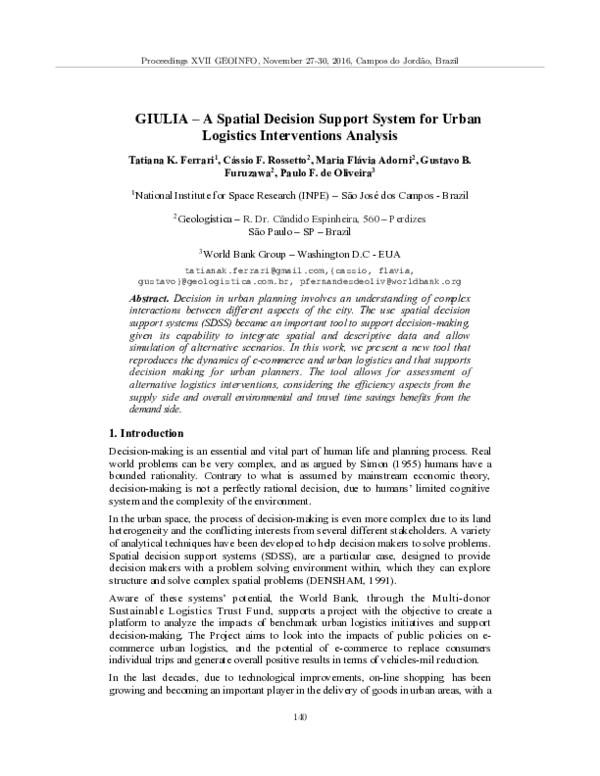 (PDF) GIULIA - a spatial decision support system for urban logistics interventions analysis ...