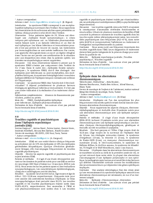 (PDF) Troubles cognitifs et psychiatriques dans l’épilepsie myoclonique ...