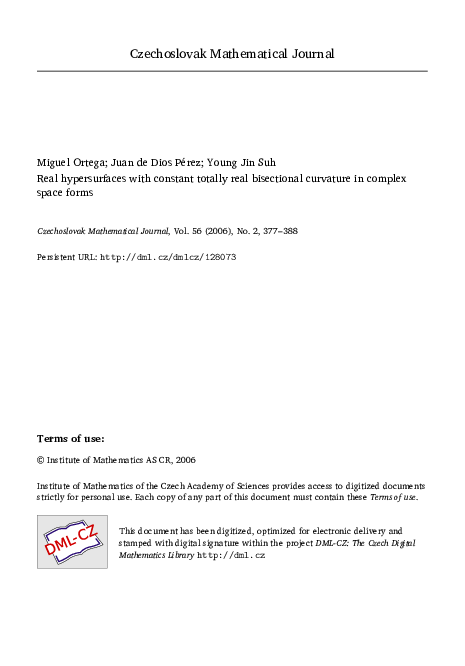 Pdf Real Hypersurfaces With Constant Totally Real Bisectional Curvature In Complex Space Forms