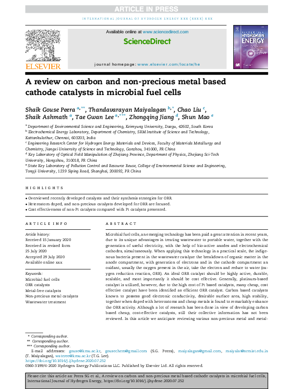 (PDF) A review on carbon and non-precious metal based cathode catalysts ...