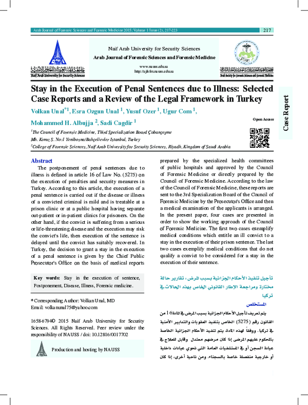 (PDF) Stay in the Execution of Penal Sentences Due to Illness ...