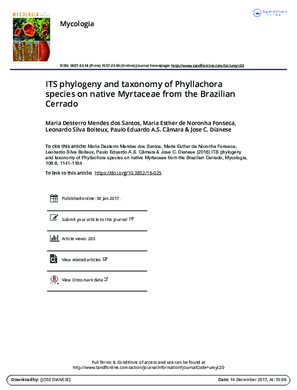 (PDF) ITS phylogeny and taxonomy of Phyllachora species on native ...