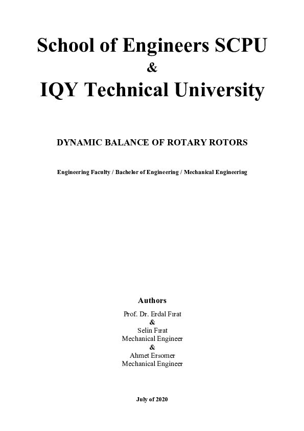 (PDF) DYNAMIC BALANCE OF ROTARY ROTORS