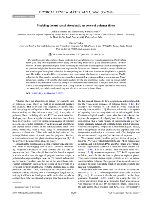 (PDF) Modeling the universal viscoelastic response of polymer fibers