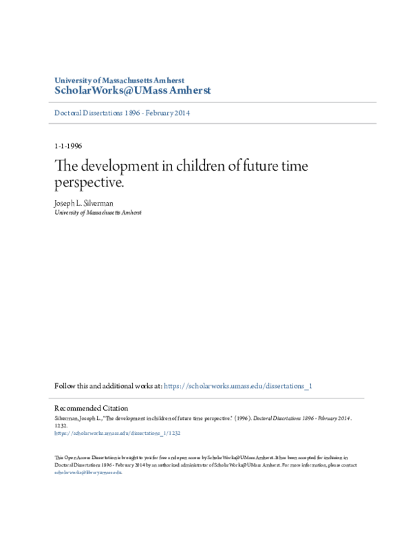 (PDF) The development in children of future time perspective