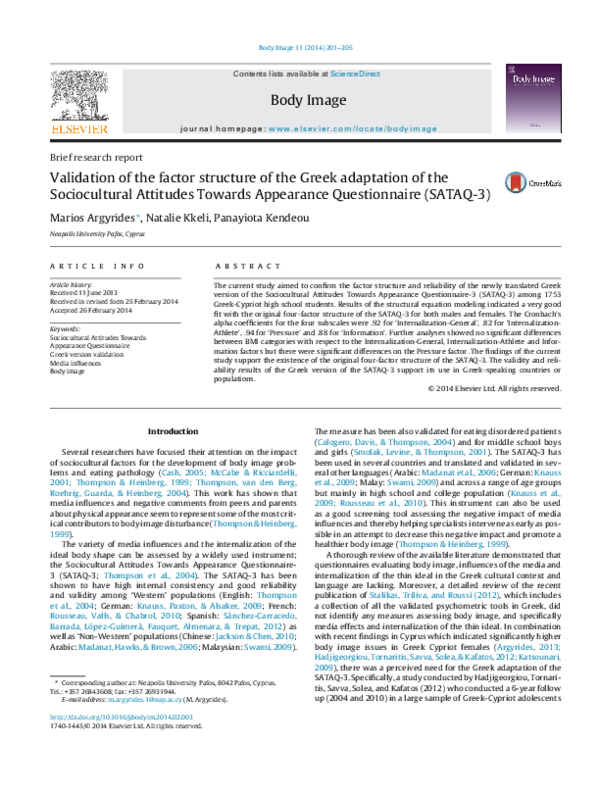 (PDF) Validation of the factor structure of the Greek adaptation of the Sociocultural Attitudes ...