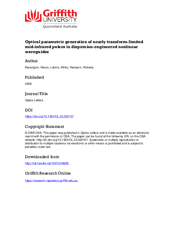 (PDF) Optical parametric generation of nearly transform-limited mid ...