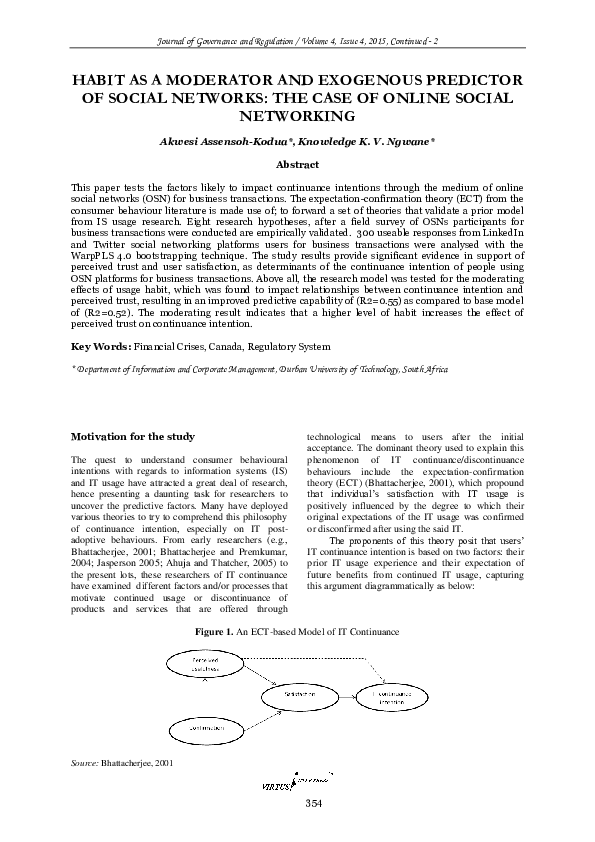 (PDF) Habit as a Moderator and Exogenous Predictor of Social Networks ...