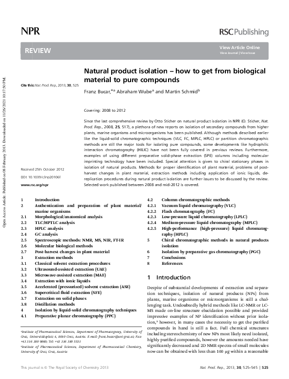 (PDF) Natural product isolation – how to get from biological material ...