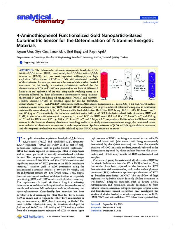 (PDF) 4-Aminothiophenol Functionalized Gold Nanoparticle-Based ...