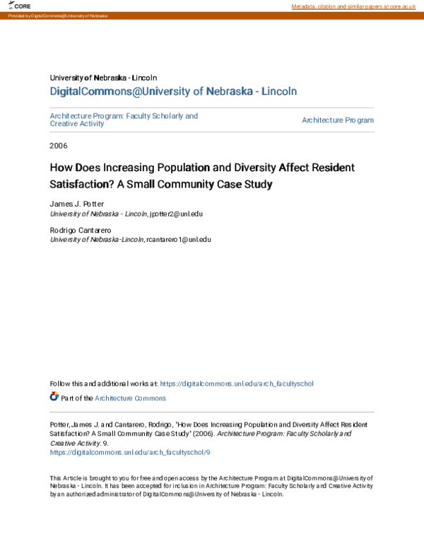 (PDF) How Does Increasing Population and Diversity Affect Resident ...