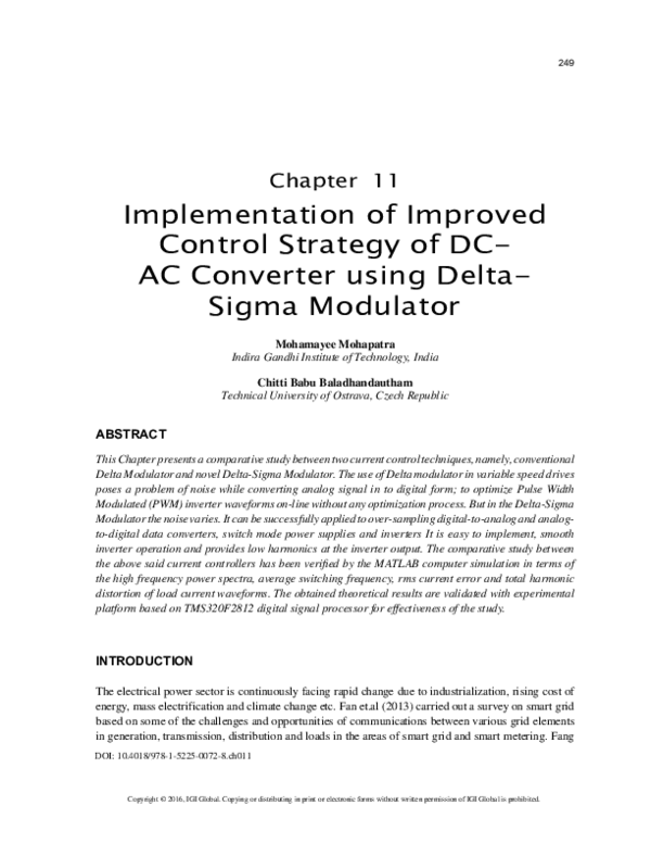 (PDF) Implementation of Improved Control Strategy of DC-AC Converter using Delta-Sigma Modulator