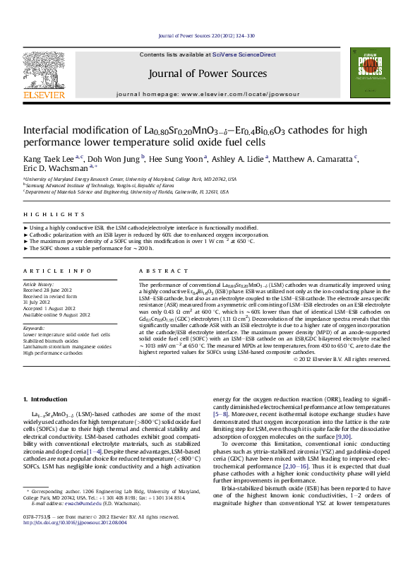 (PDF) Interfacial modification of La0.80Sr0.20MnO3−δ–Er0.4Bi0.6O3 ...