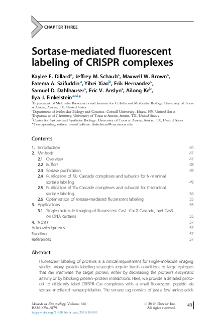 (PDF) Sortase-mediated fluorescent labeling of CRISPR complexes
