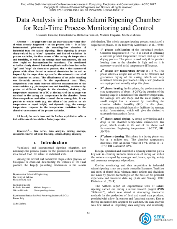 (PDF) Data Analysis in a Batch Salami Ripening Chamber for Real Time Process Monitoring and ...