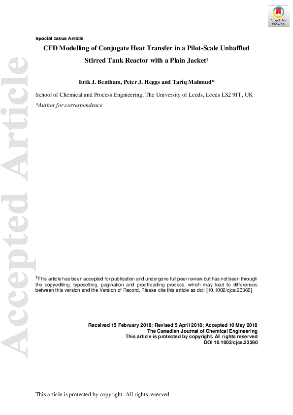 (PDF) CFD modelling of conjugate heat transfer in a pilot‐scale ...