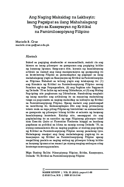 (PDF) Ang Naging Makaldag na Lakbayin: Isang Pagsipat sa ilang ...