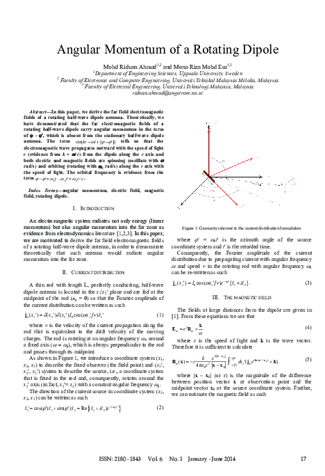 (PDF) Angular Momentum of a Rotating Dipole | Mona Esa - Academia.edu