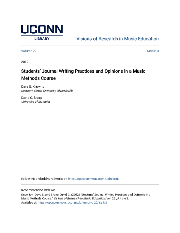 (PDF) Students’ Journal Writing Practices and Opinions in a Music ...