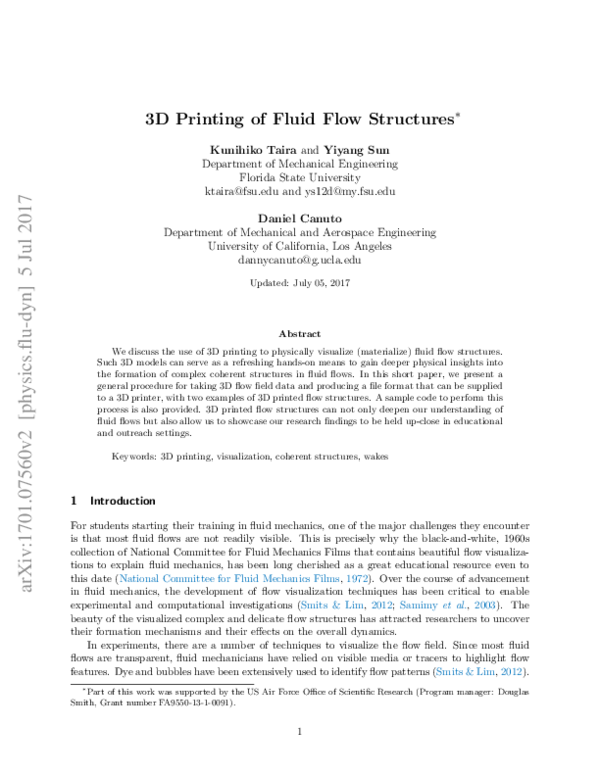 (PDF) 3D Printing of Fluid Flow Structures | yiyang sun - Academia.edu
