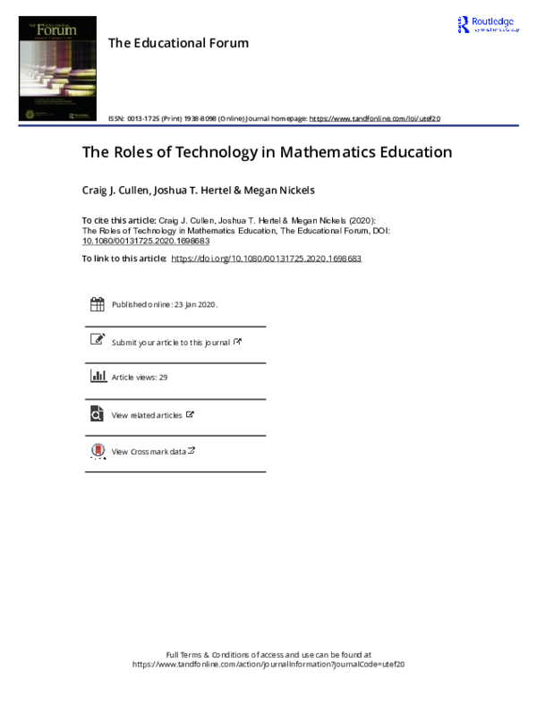 (PDF) The Roles of Technology in Mathematics Education