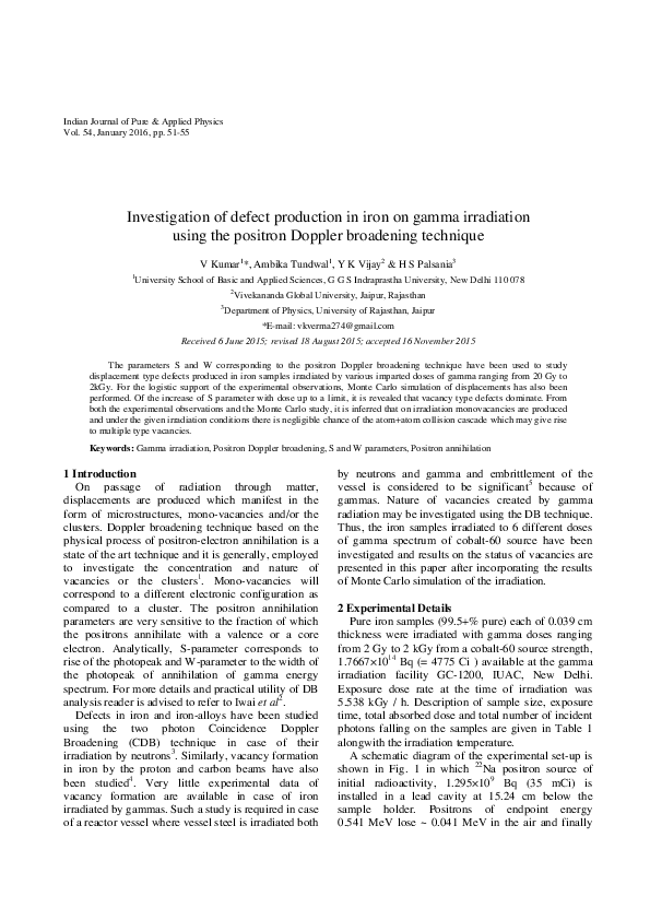(PDF) Investigation of defect production in iron on gamma irradiation ...