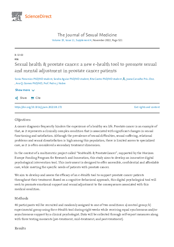 (PDF) Sexual health & prostate cancer: a new e-health tool to promote ...