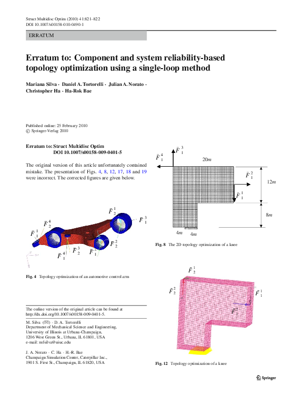 (PDF) Erratum to: Component and system reliability-based topology optimization using a single ...