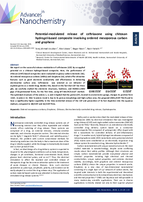 (PDF) Potential-modulated release of ceftriaxone using chitosan hydrogel-based composite ...