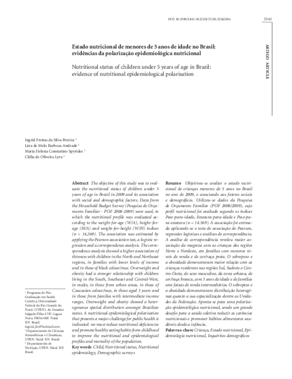 (PDF) Nutritional status of children under 5 years of age in Brazil ...