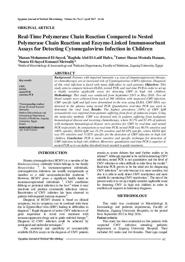 (PDF) Real-Time Polymerase Chain Reaction Compared to Nested Polymerase Chain Reaction and ...