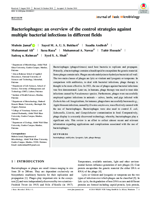 (PDF) Bacteriophages: an overview of the control strategies against multiple bacterial ...