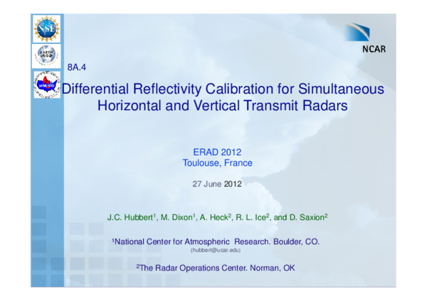 (PDF) Differential Reflectivity Calibration For Simultaneous Horizontal ...