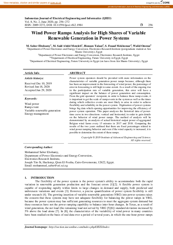 (PDF) Wind Power Ramps Analysis for High Shares of Variable Renewable Generation in Power ...
