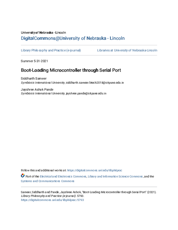 (PDF) Boot-Loading Microcontroller through Serial Port | Jayshree Pande ...
