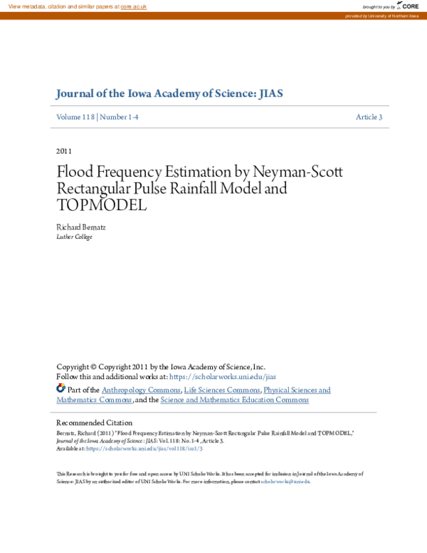 Pdf Flood Frequency Estimation By Neyman Scott Rectangular Pulse