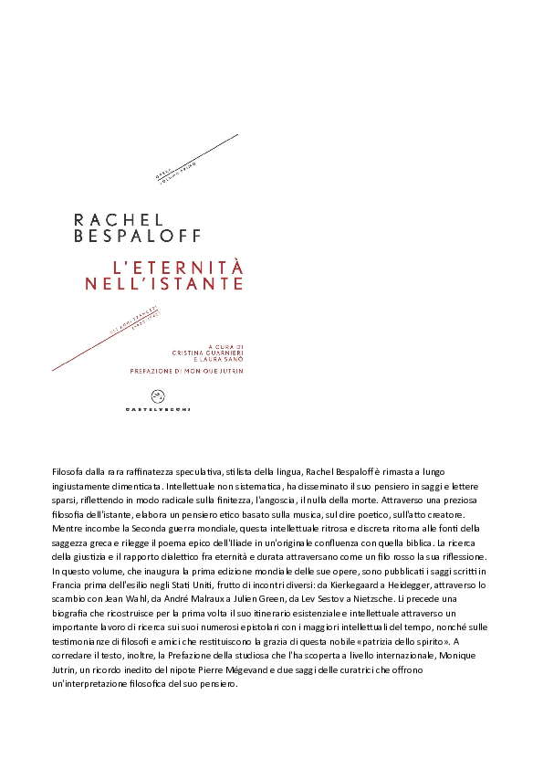(DOC) Rachel Bespaloff - L'Eternità nell'istante a cura di Cristina ...