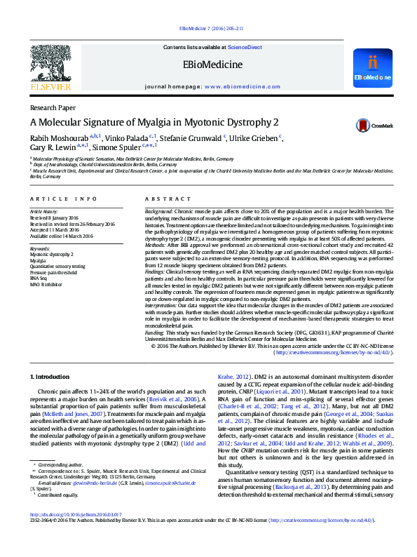 (PDF) A Molecular Signature of Myalgia in Myotonic Dystrophy 2