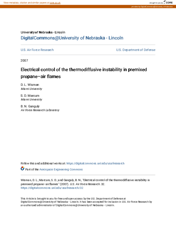 (PDF) Electrical control of the thermodiffusive instability in premixed propane–air flames ...